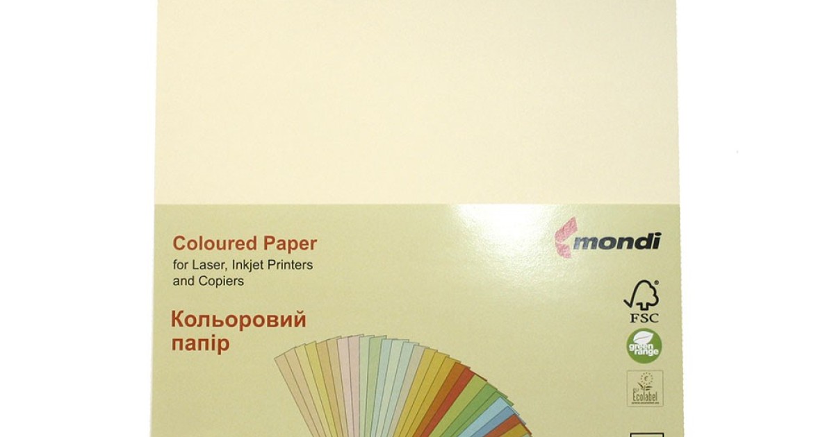 Кольоровий папір А4 Mondi Color IQ 100 аркушів 80 г/м2 кремовий А4/80 ...